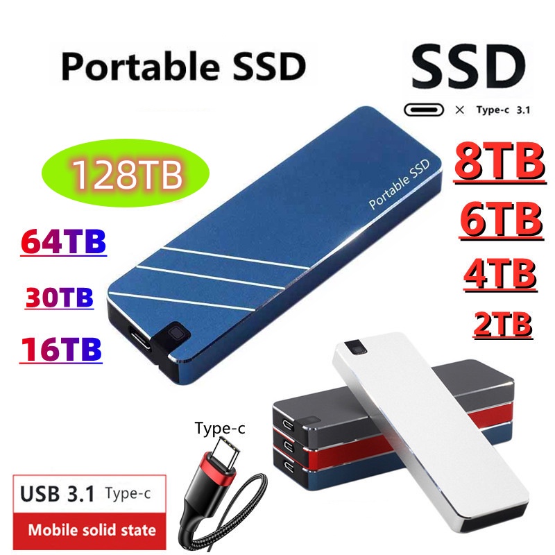 Disco Duro SSD Portátil Tipo-C/USB3.1 Unidad De Estado Sólido Móvil Externa 1TB 2TB 8TB 16TB ...