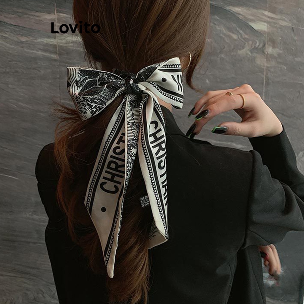 Lovito Corbatas Para El Cabello Con Estampado De Letras Informales Para ...