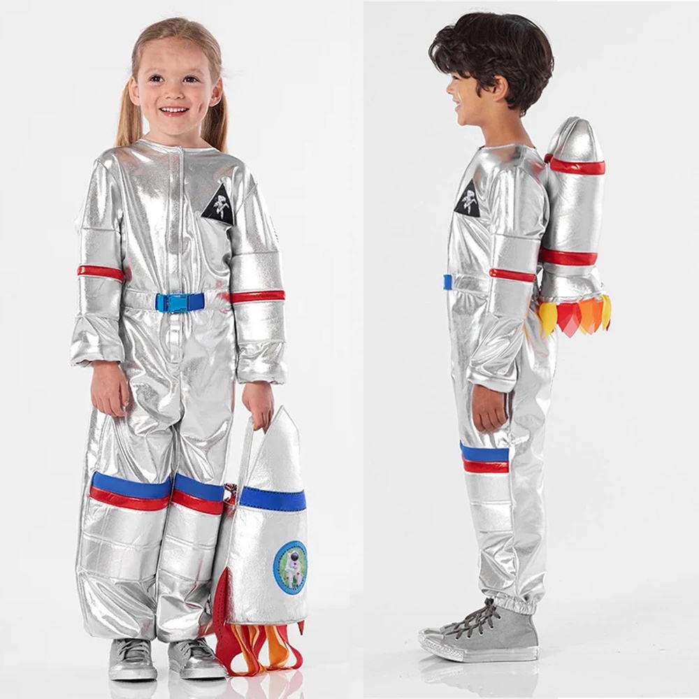 Niños Astronauta Cosplay Disfraces De Halloween Plata Traje Espacial ...