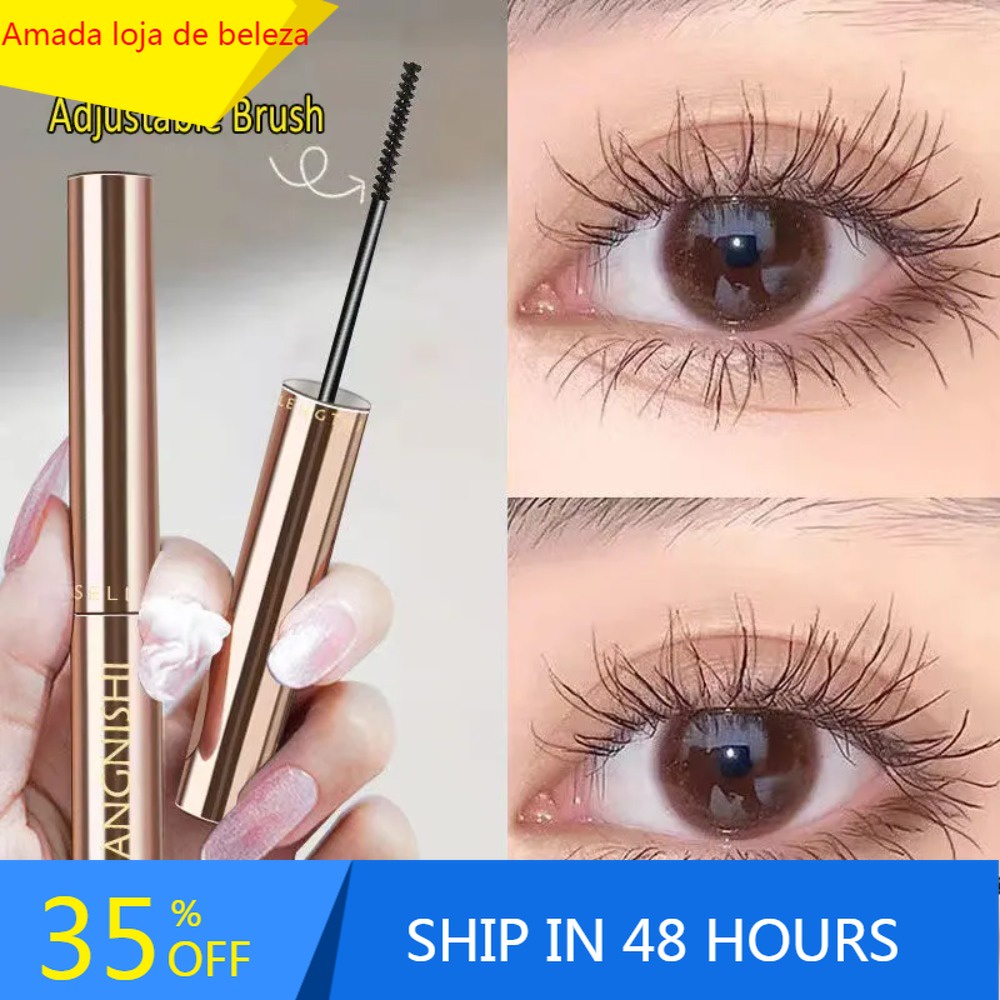 Máscara De Pestañas De Fibra De Seda 4D 2.5MM Ultrafina Alarga Las Pequeña Cabeza De Cepillo ...