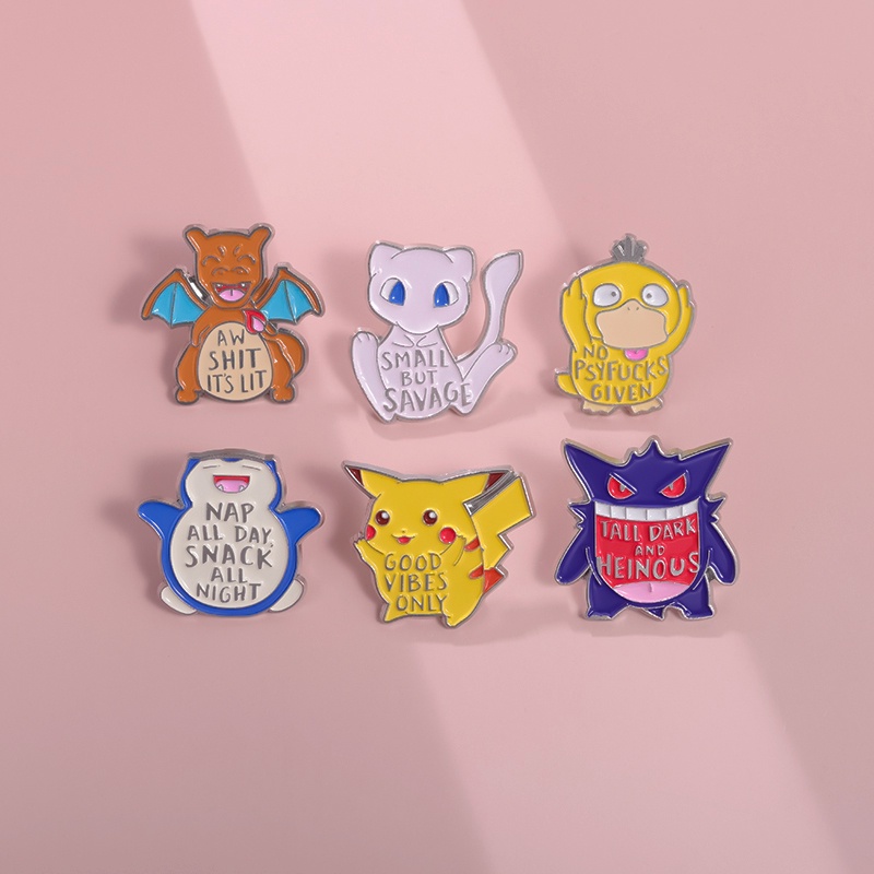 Lindo Anime Pikachu Pato Insignias De Metal Esmalte Broche Ropa Alfiler ...