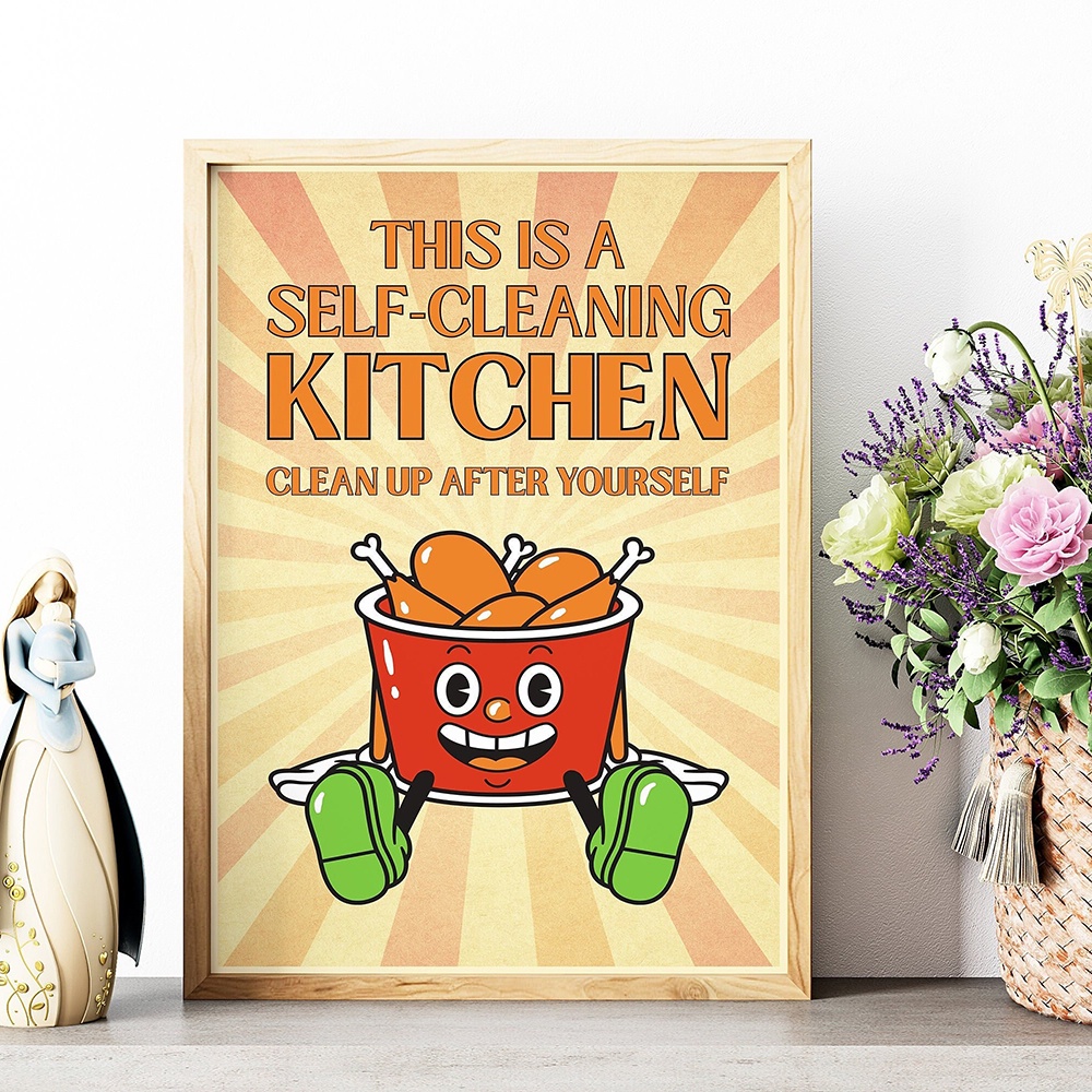 Este Es Un Arte De La Pared Cocina Autolimpiante Pintura Retro Cita ...