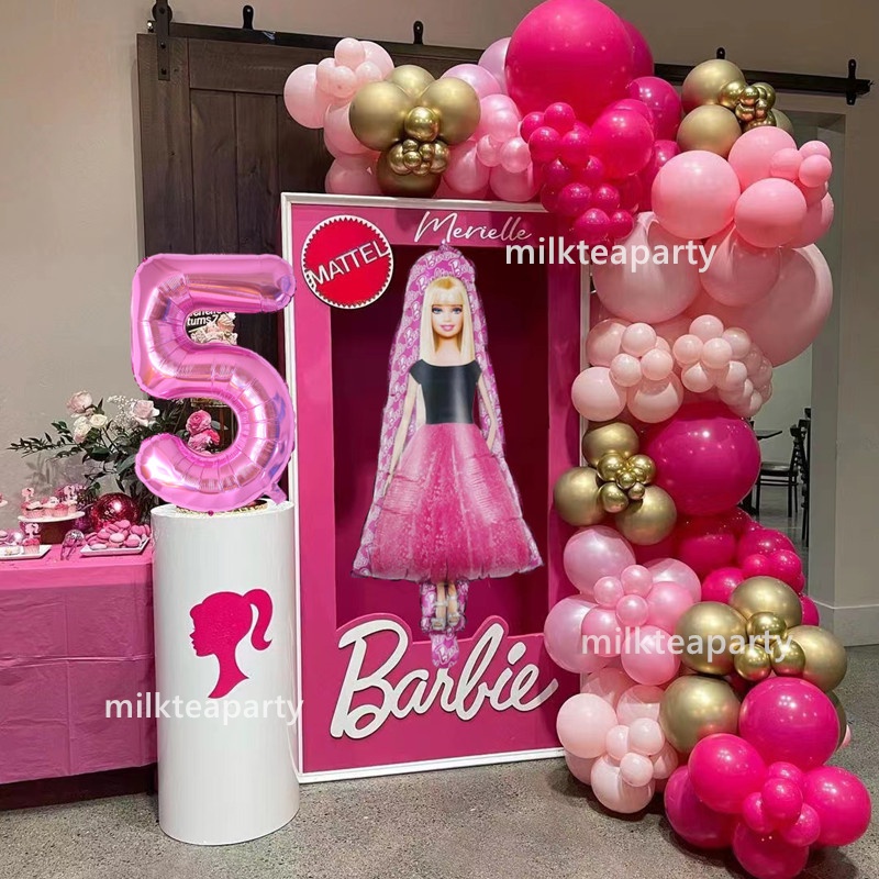 74pcs Rosa Barbie Globo Guirnalda Arco Kit 32inch Número Para La Fiesta ...
