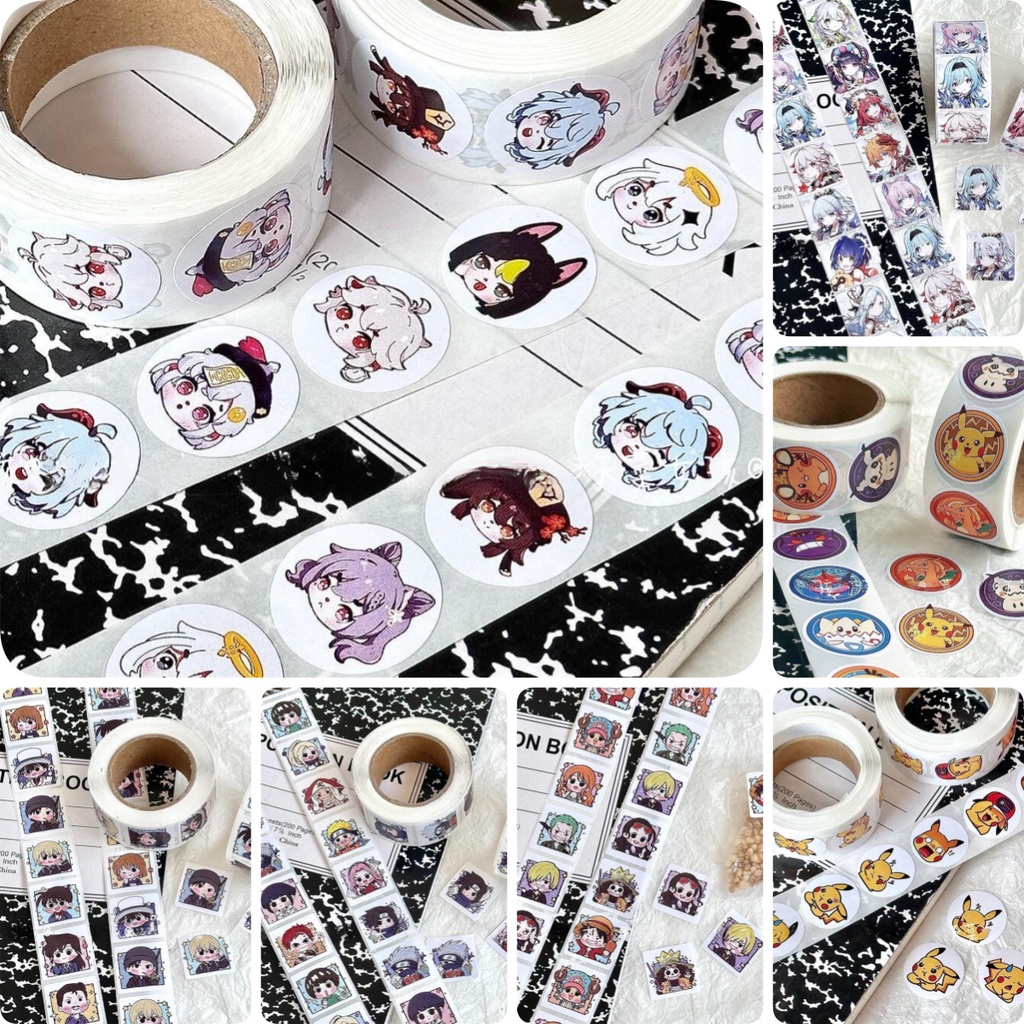 500 Unids/Rollo Anime Pokemon ONEPIECE Detective Conan NARUTO Genshin ...
