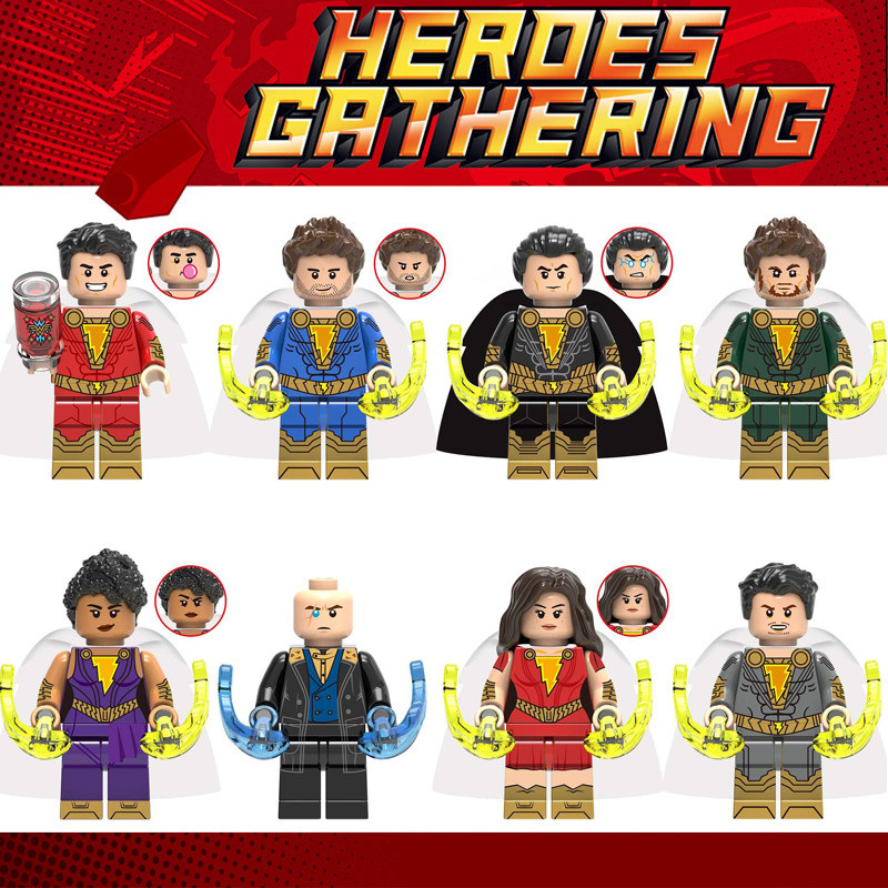 X0247 Compatible Lego Superhéroe Shazan Negro Adam Capitán Mágico ...