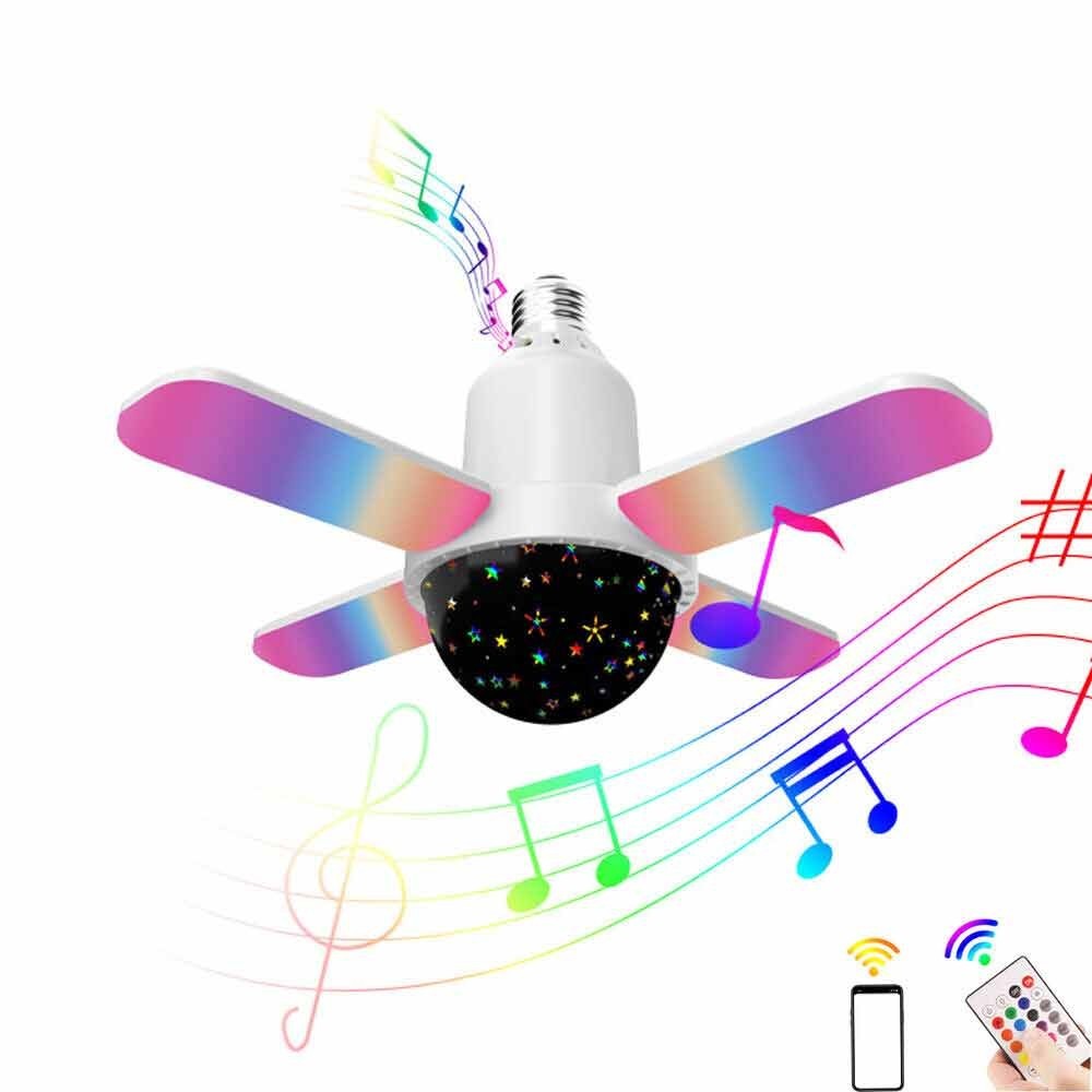Smart LED Ceiling Light Fan Lamp Bluetooth APP+Remote Music Speaker RGB ...