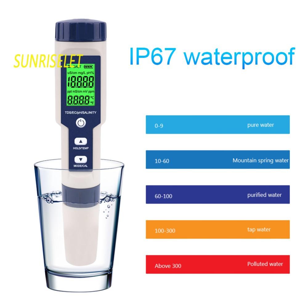 5 En 1 Probador De Calidad Del Agua Digital TDS EC PH Salinidad Medidor De Temperatura Tipo ...