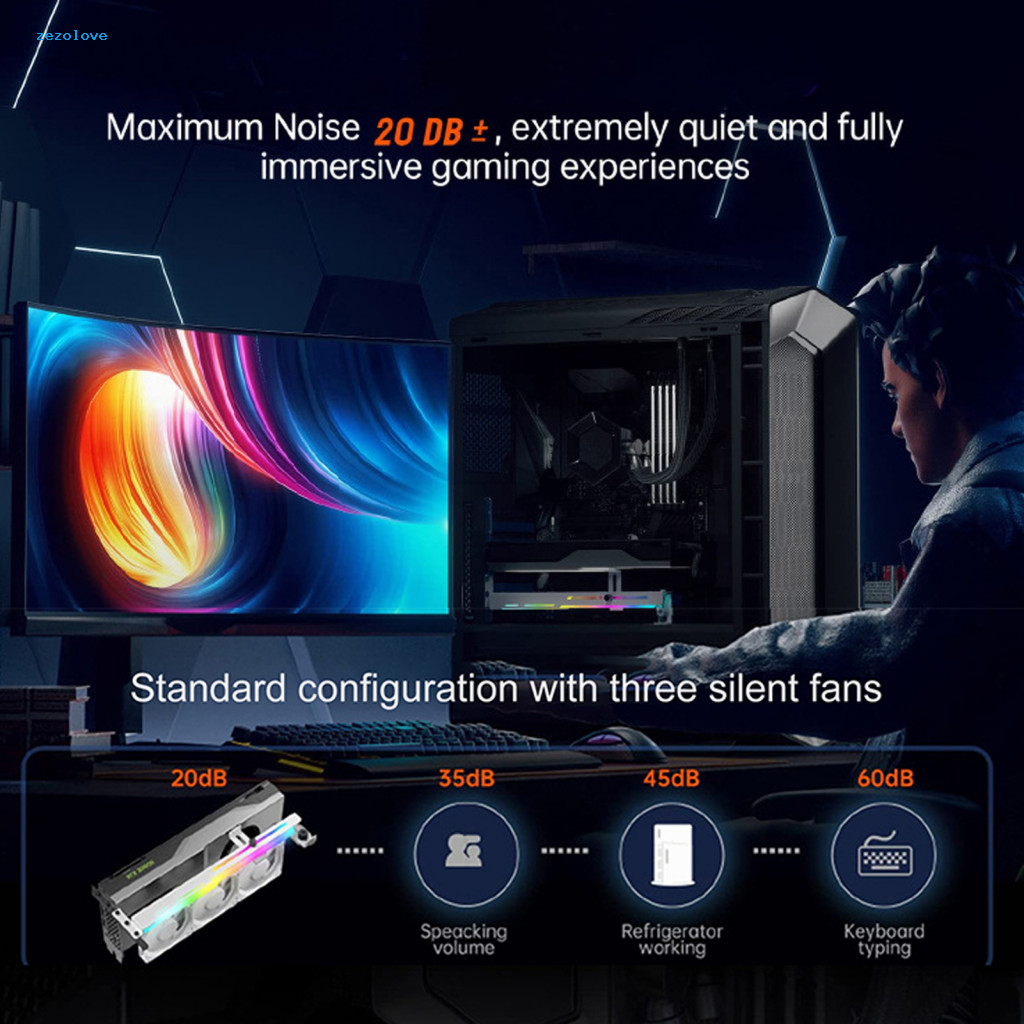 2-in-1 Graphic Card Holder Graphics Fan Bracket Argb Gpu Cooler with 3 ...