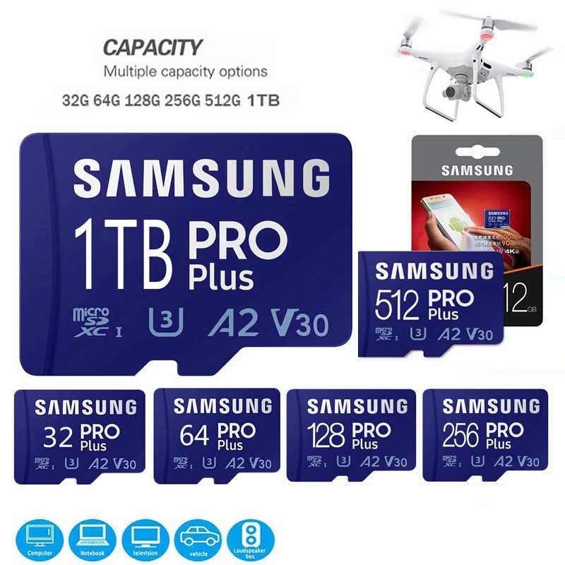 Tarjeta De Memoria Micro SD/TF EVO Plus 128G 256G 512G 1TB Clase 10 UHS ...