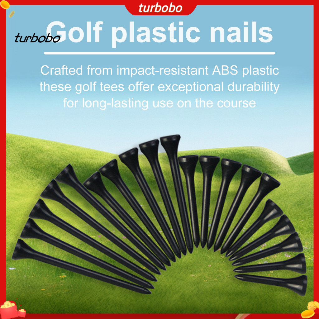 Easy Insertion Golf Tee Compact Plastic Ball Pegs 50 Pack Black Tees ...