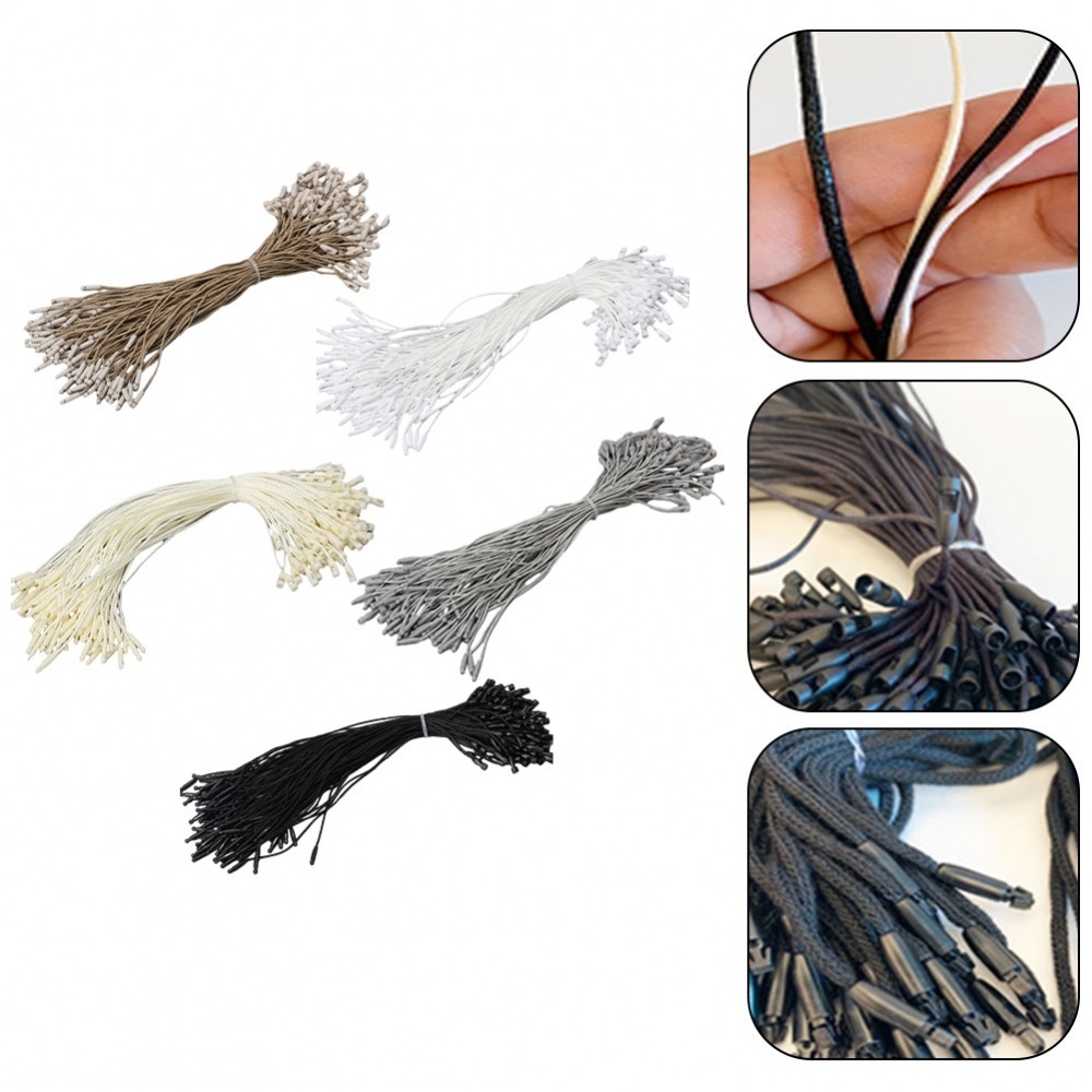20cm Black Polyester Rope String Loop Tie for Plastic Tag Hang Tag Snap ...