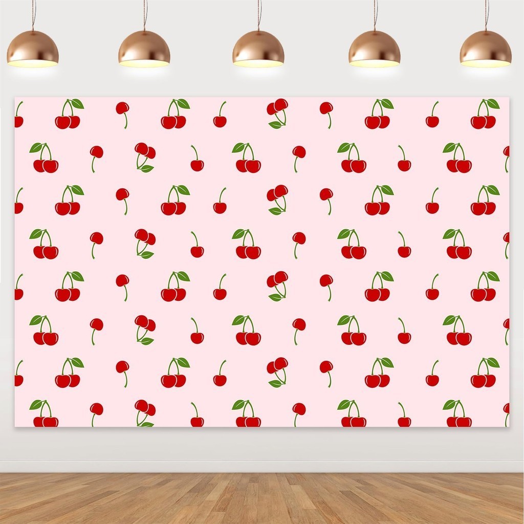 Telón De Fondo Con Temática De Cereza Rosa Frutas De Dibujos Animados ...