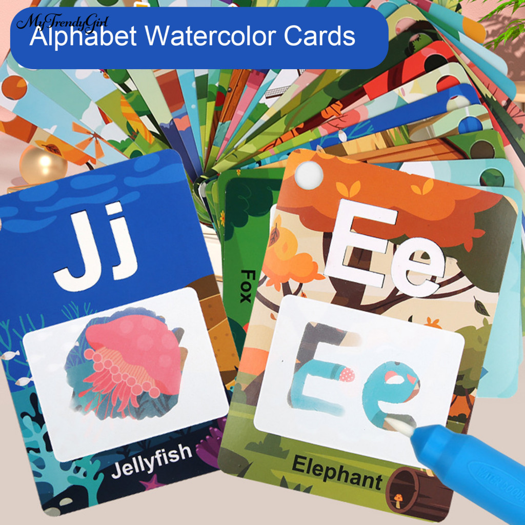 Alphabet Watercolor Cards Visual Perception Skills Learning Water ...
