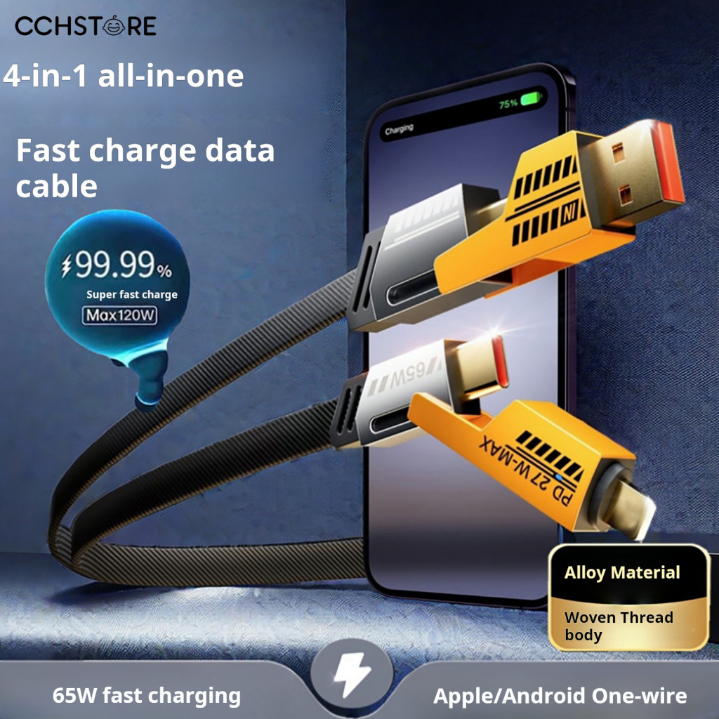 Durable Charging Cable 4-in-1 65w Pd Fast for Cellphone Tablet 25/100 ...