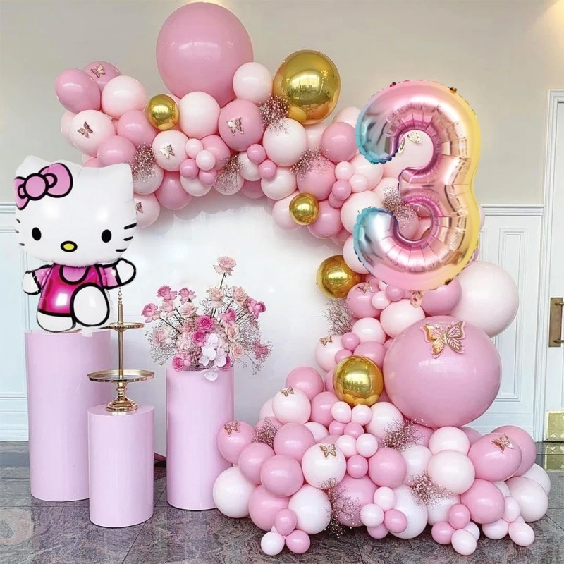 Hello Kitty Globos Guirnalda Arco Kit Gran Número Globo Rosa Gatito ...
