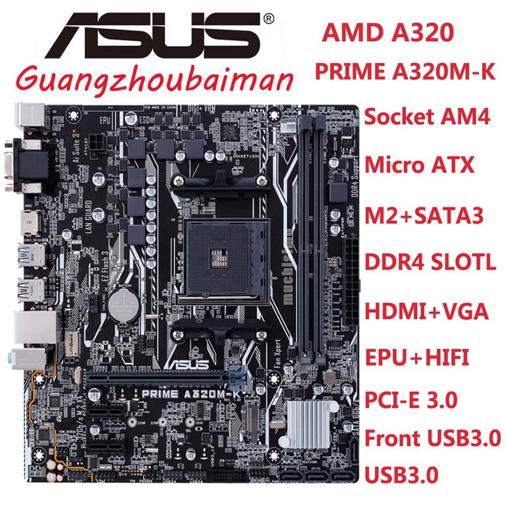 ASUS PRIME A320M-K/A/E/F Placa Base A320 B350 AM4 Ryzen Athlon PCI-3.0 ...