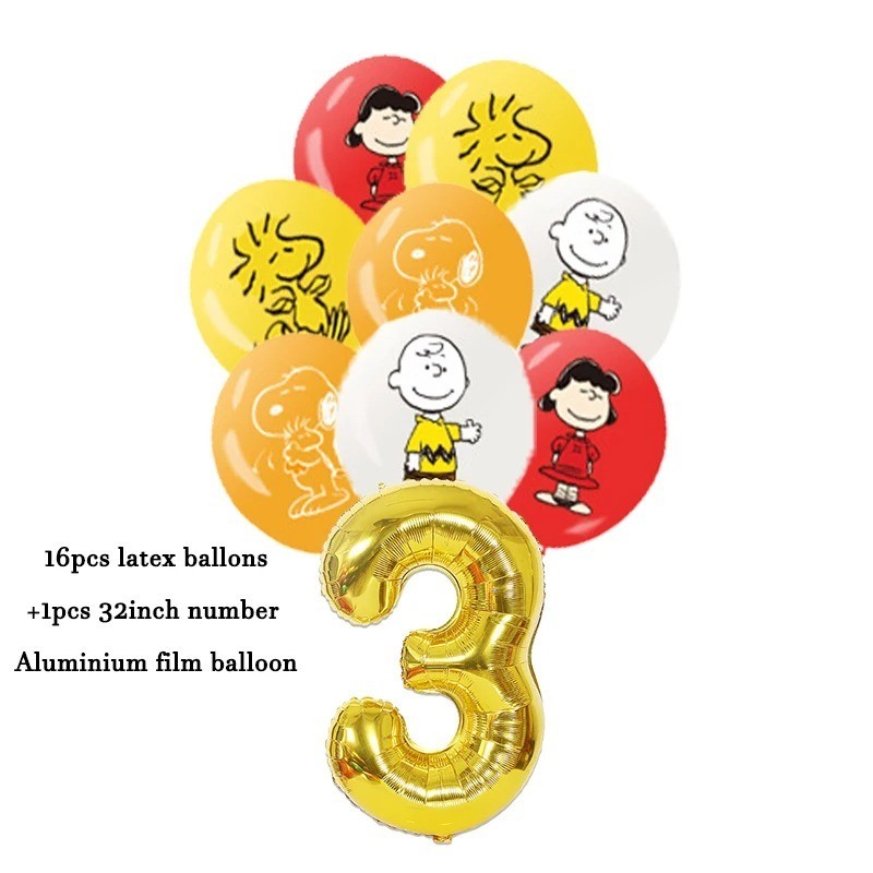 Snoopy Cartoon Party Numbers 1-9 Años Juego De Globos Para Niños ...