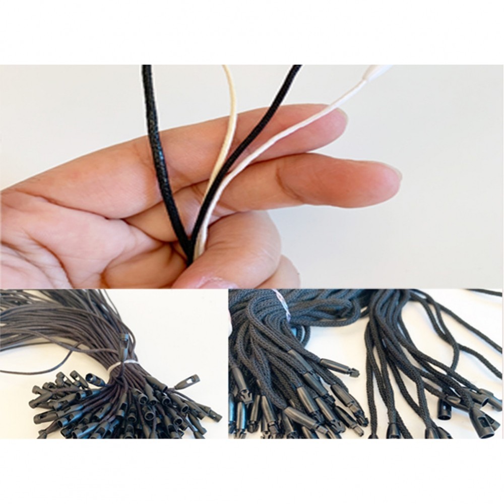 20cm Black Polyester Rope String Loop Tie for Plastic Tag Hang Tag Snap ...
