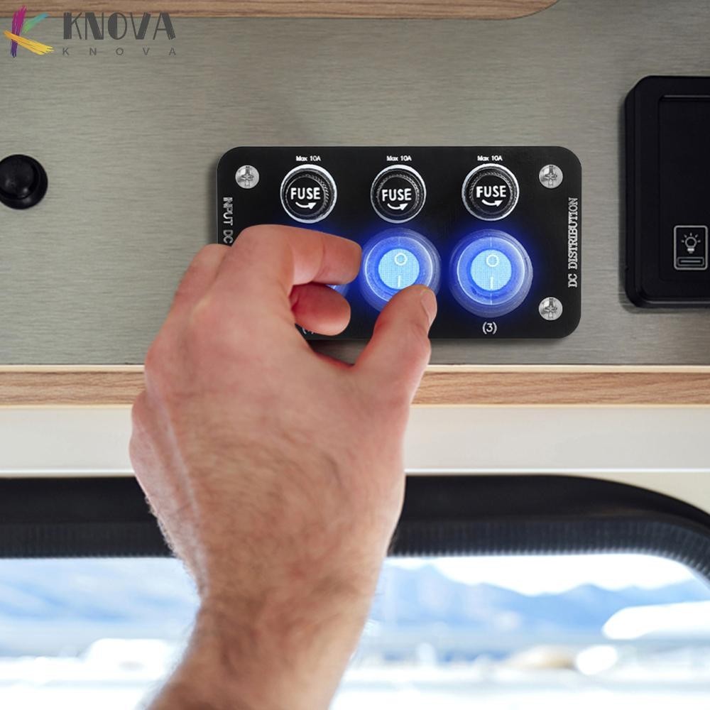 \ [knova.co] 12V-24V LED Marino Barco Interruptor Panel 3 Botones ON ...