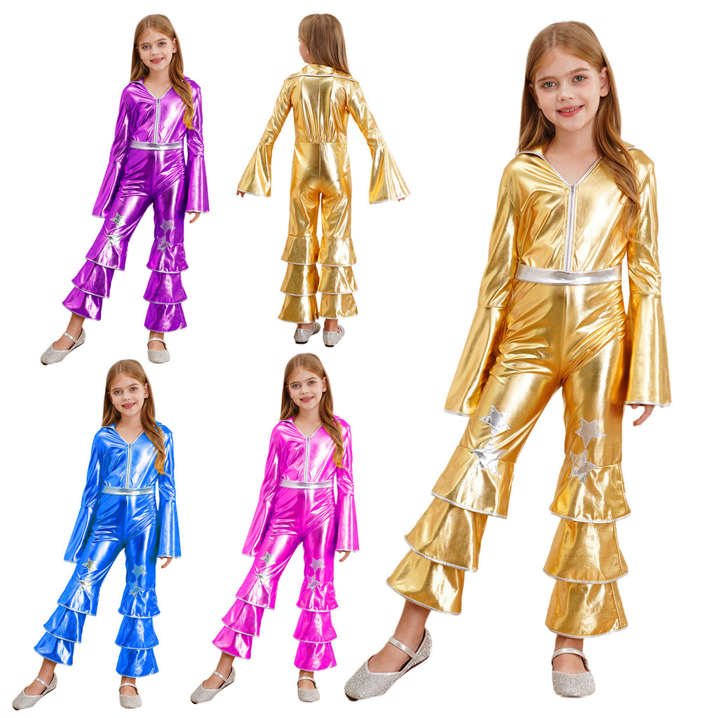 Wyl Niños Niñas 1970s Disco Traje De Baile De Discoteca Manga Larga ...
