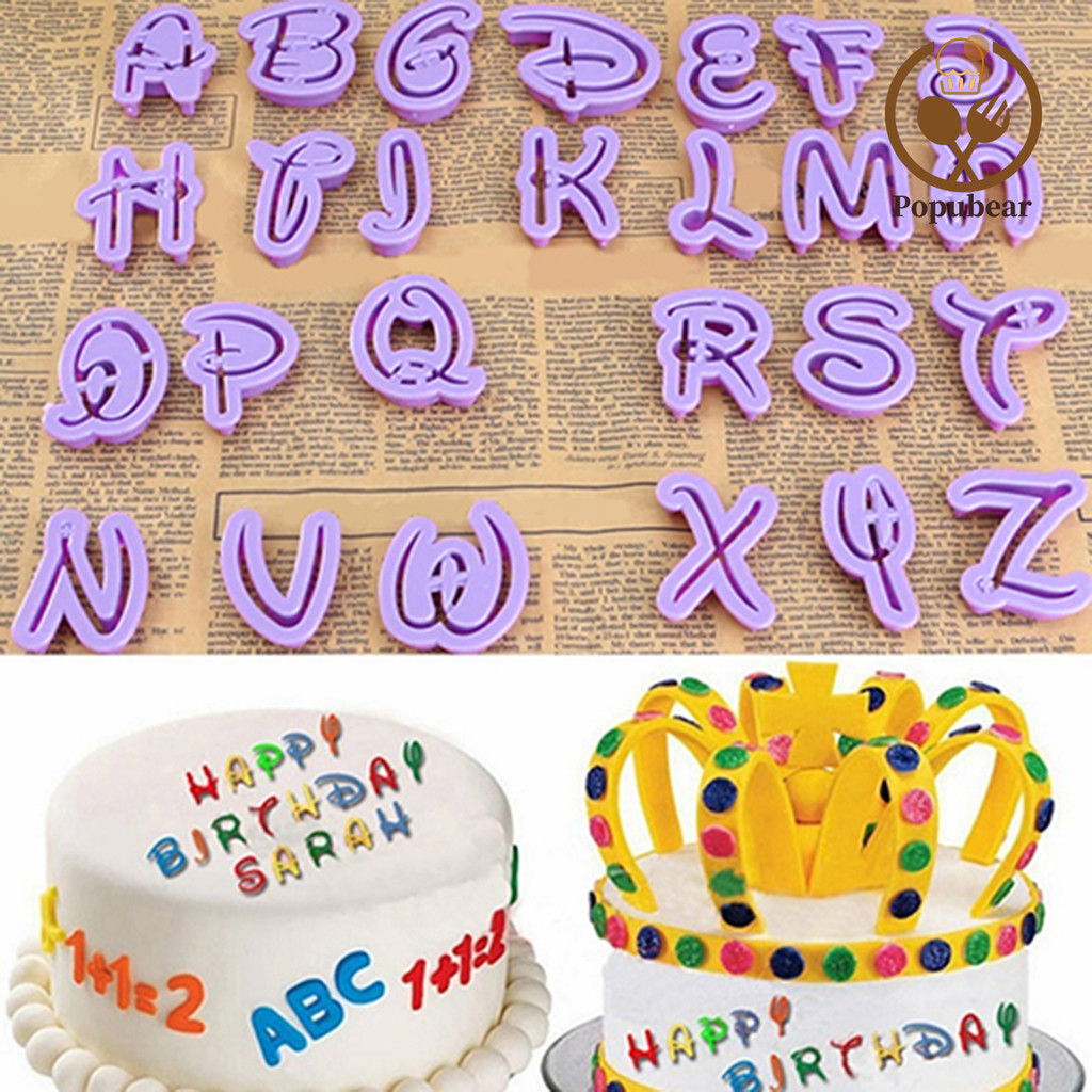 Popubear-26 Pcs Alfabeto Letra Cortadores De Galletas Decoración De Pasteles Sugarcraft ...