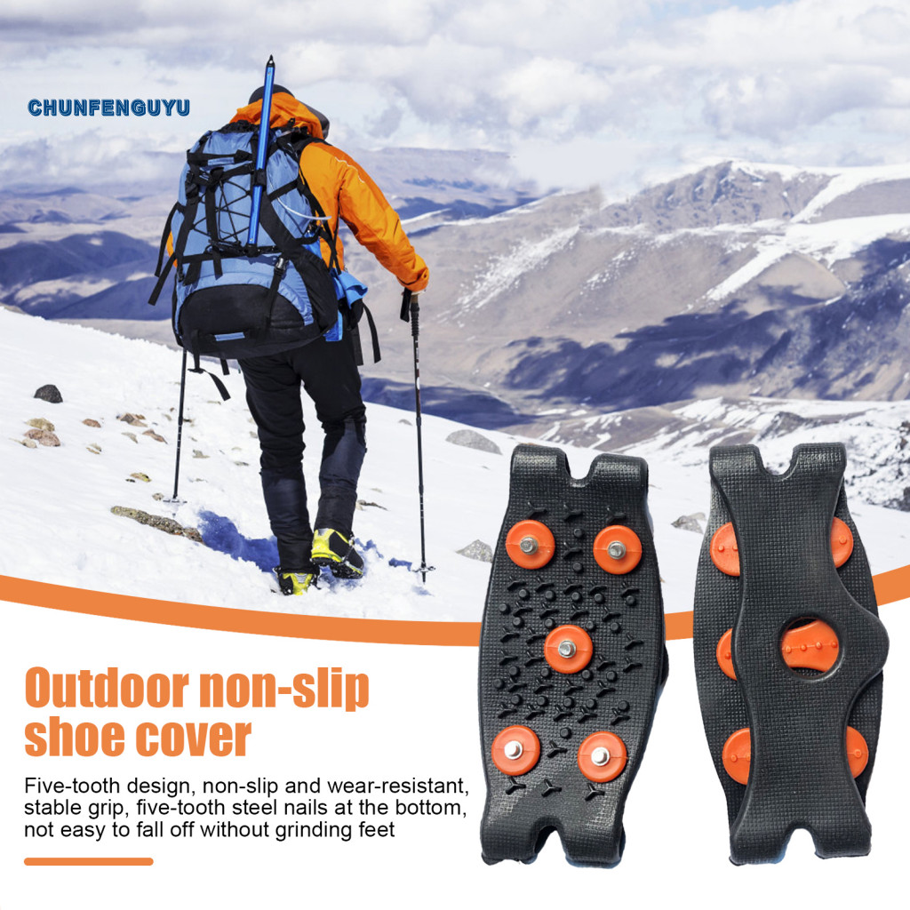 Versatile Shoe Spikes Ice Grip Crampons 5-stud Snow Gripper Over Boot ...