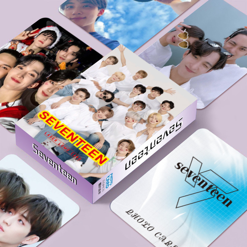 50-124pcs SEVENTEEN Holográfico Láser LOMO Tarjetas 17 Está Aquí Joshua S.Coups Hoshi Mingyu ...