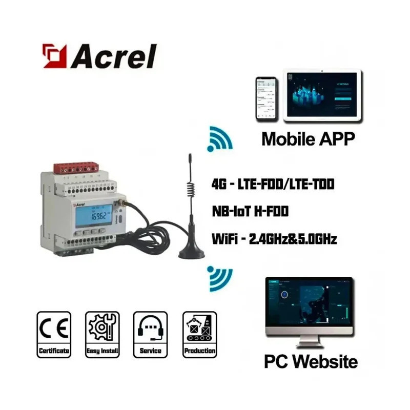 Acrel ADW300 Medidor De Energía Inteligente Inalámbrico Opcional 4G 2G WiFi NB-IoT LoRa RS485 ...