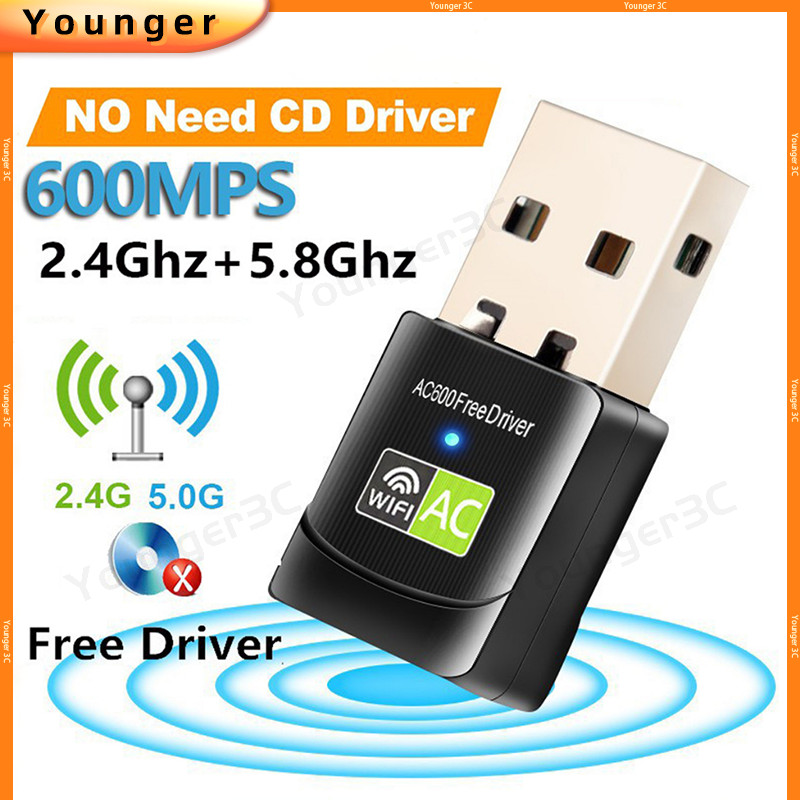 600Mbps Driver Dongle USB WiFi Gratis Bluetooth , Receptor 2.4G/5GHz ...