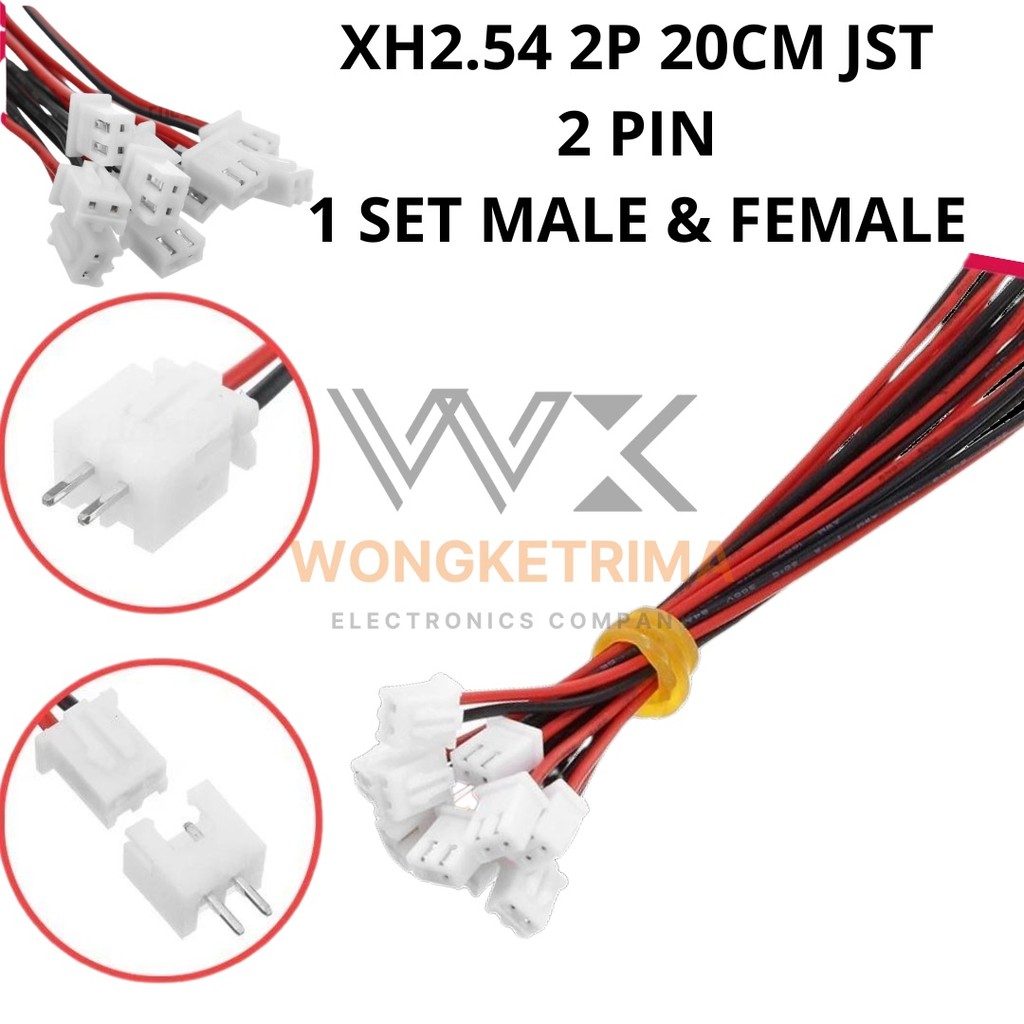 Conector 2pin Cabeza Enchufe Macho Hembra 1set XH2.54 2P 20CM CABLE JST | Shopee Colombia
