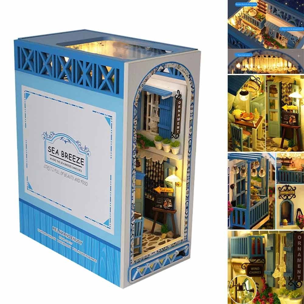 Wooden Book Nook Kit DIY Miniature House Book Nook Model LED Bookshelf Decor UK | Shopee Colombia