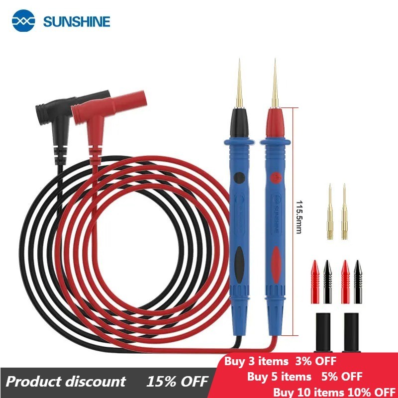 SUNSHINE SS-024B Cables De Prueba Reemplazables Para Multímetros De Acero Inoxidable Compatibles ...