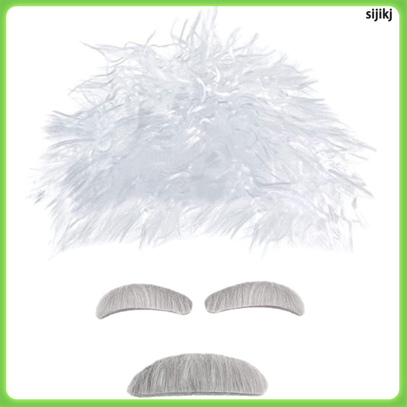 Cosplay Peluca Científico Kit De Disfraces Profesor Cejas Bigote Mens ...