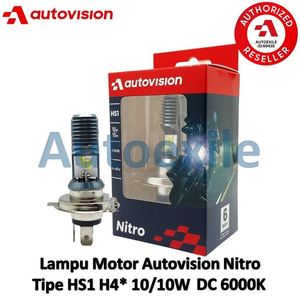 PUTIH Autovision Nitro Alta Potencia LED HS1 H4 DC Blanco 6000K Luces Originales De La ...
