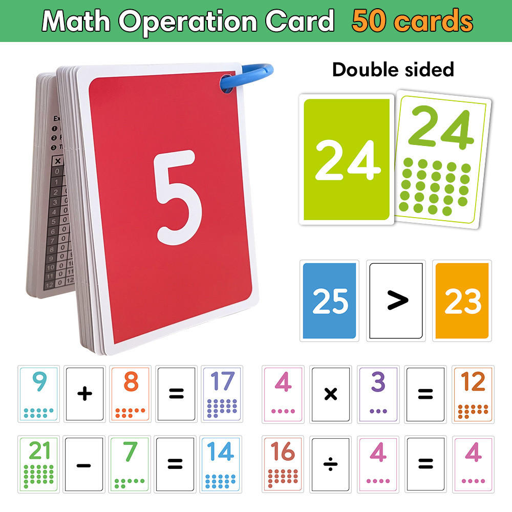 50Pcs Suma Resta División De Multiplicación Tarjetas Matemáticas ...