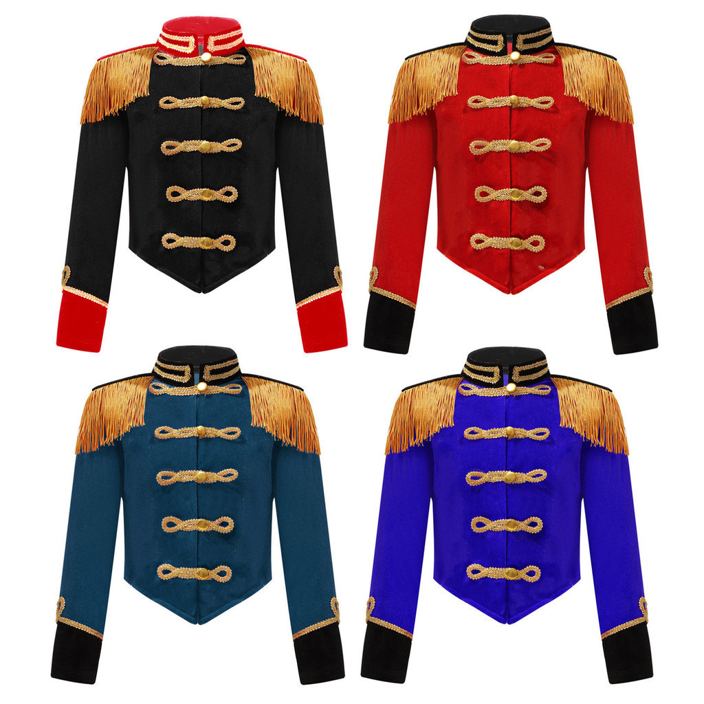 Niños Niñas Circo Ringmaster Traje De Manga Larga Borla Epaulet Chaqueta Abrigo Ringleader ...