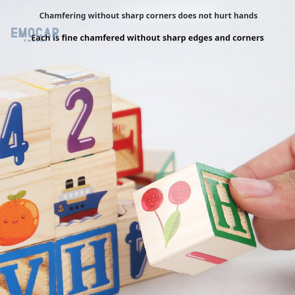 Abc Building Blocks Set Toddler Letter Recognition Cube Wooden Block ...