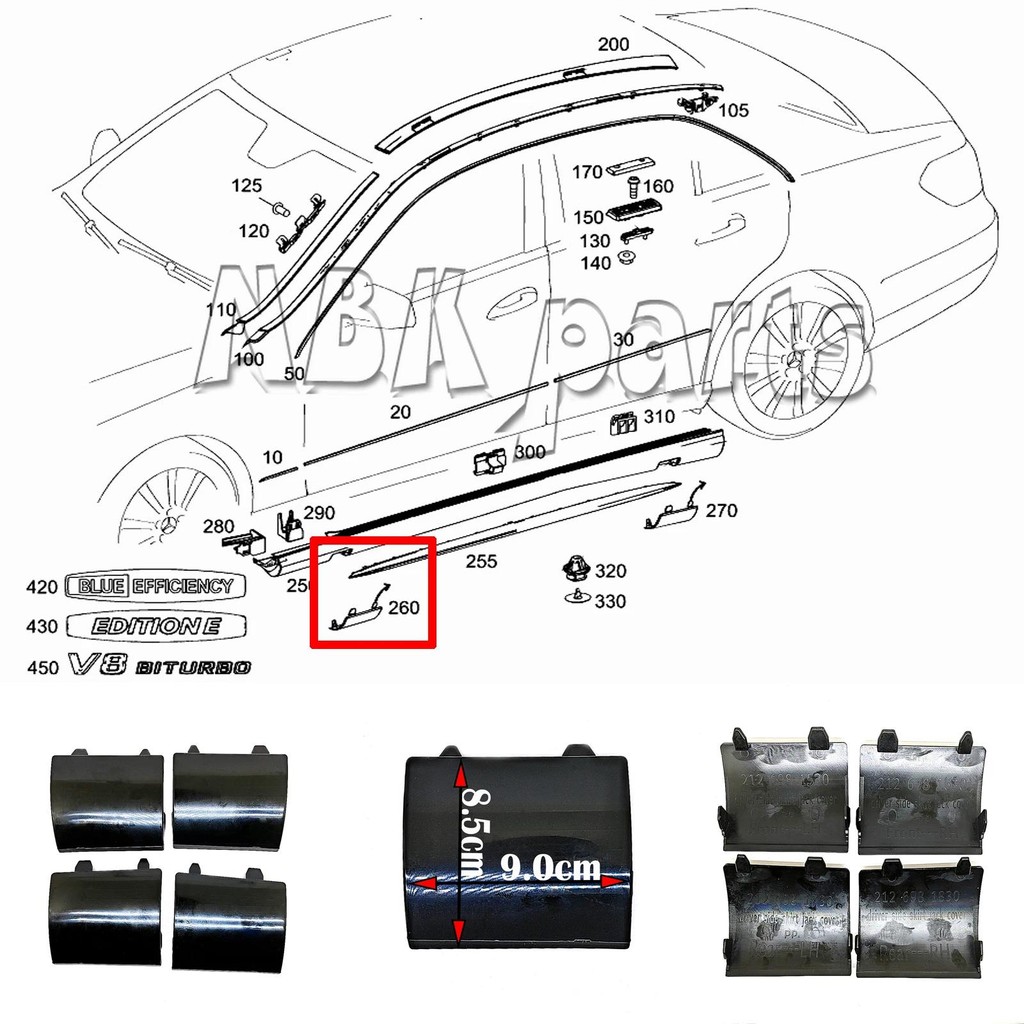 Ajuste 09-12 Mercedes Benz E W212 E180 E200 E220 E250 E300 E350 E400 E500 E63 Tapa Del Agujero ...