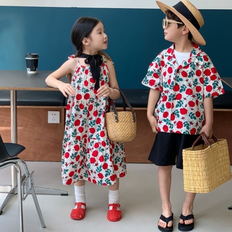 Hermano Hermana Ropa Niños Niñas Retro Vestido De La Honda De La Flor ...