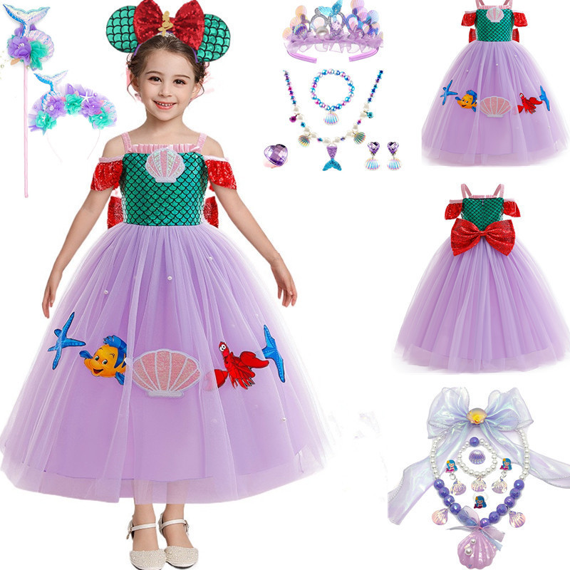 Disney Vestido De Sirena Para Niños Niña Nuevo Princesa Ariel Cosplay ...