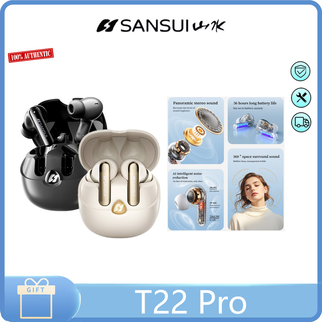 SANSUI T22 Pro Auriculares Inalámbricos Bluetooth Cancelación De Ruido Conversación Profunda ...