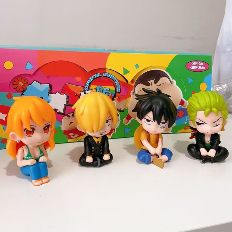 Nueva Versión Q Figuras De Una Pieza Luffy Zoro Sanji Nami Figura De Acción Postura Sentada ...