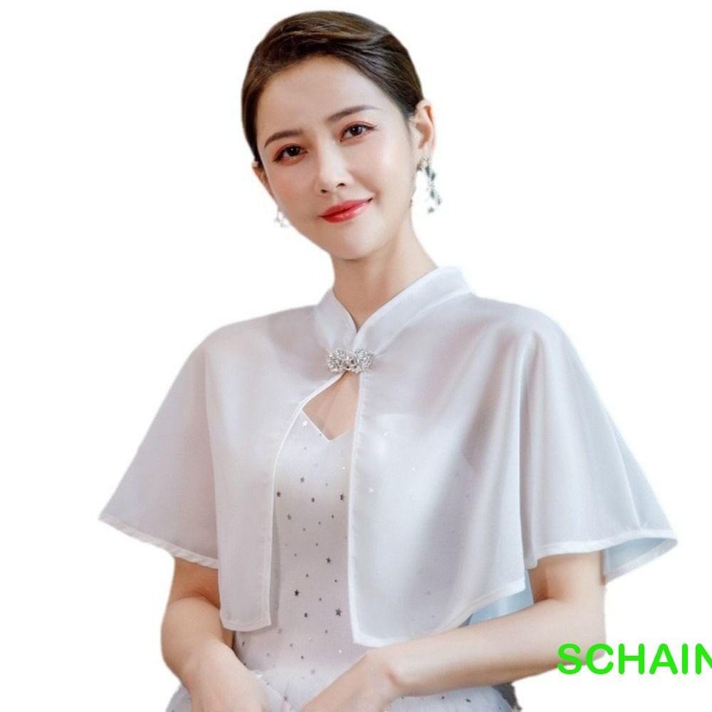 SCHAIN Novia Vestido De Chal , Color Sólido Gasa Vestidos De Noche ...