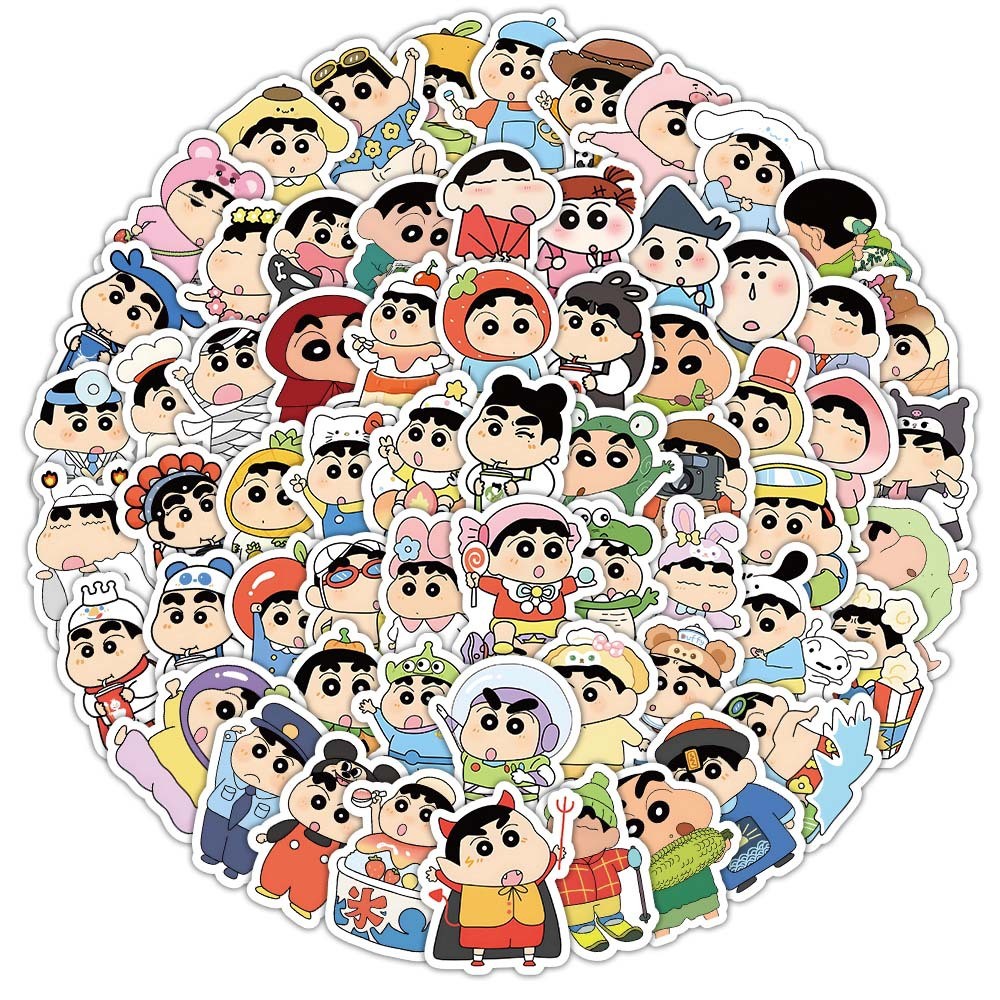 100PCS Lindo Dibujo Animado Anime Crayon Shin Chan Graffiti Pegatinas ...