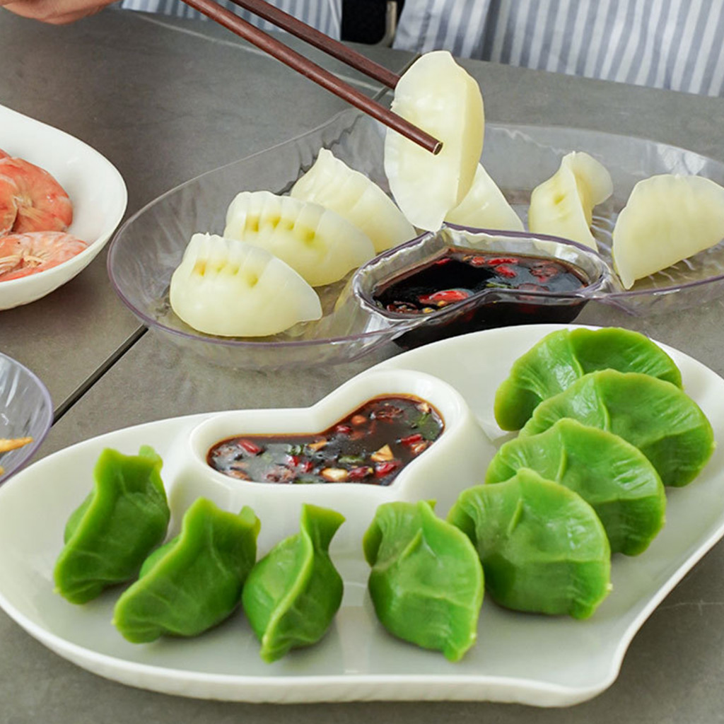 Dumpling Plate Polished Edges Tableware Divided Chip and Dip Serving ...