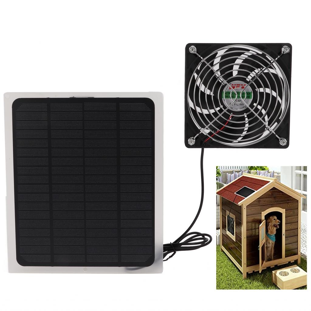 10W Solar Panel Fan Kit Cooling Ventilator For Dog Chicken House ...