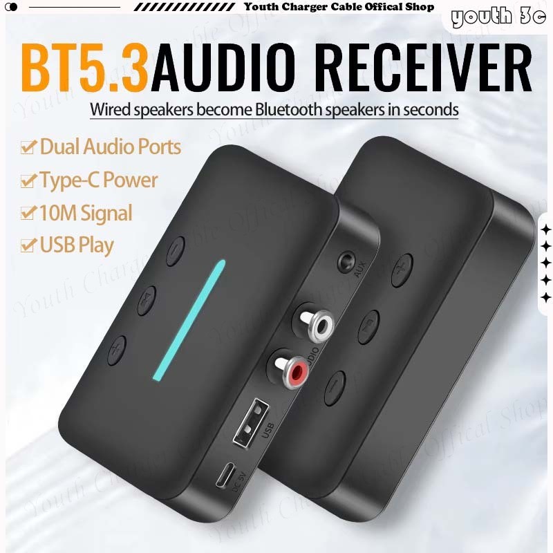 Adaptador USB Bluetooth 5.3 Puertos De Audio Duales Receptor De Música ...