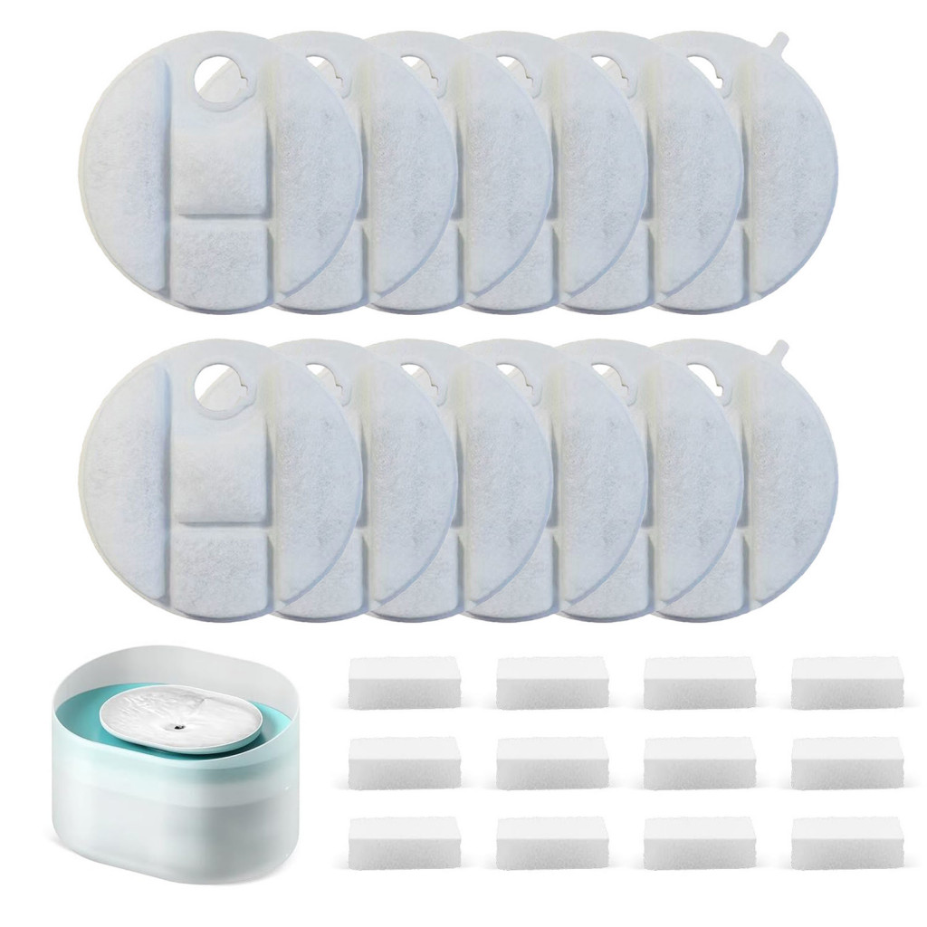 Premium Filtration System for Pet Drinking Fountain Water Filters 12 Pcs Cat Replacement 5-layer ...