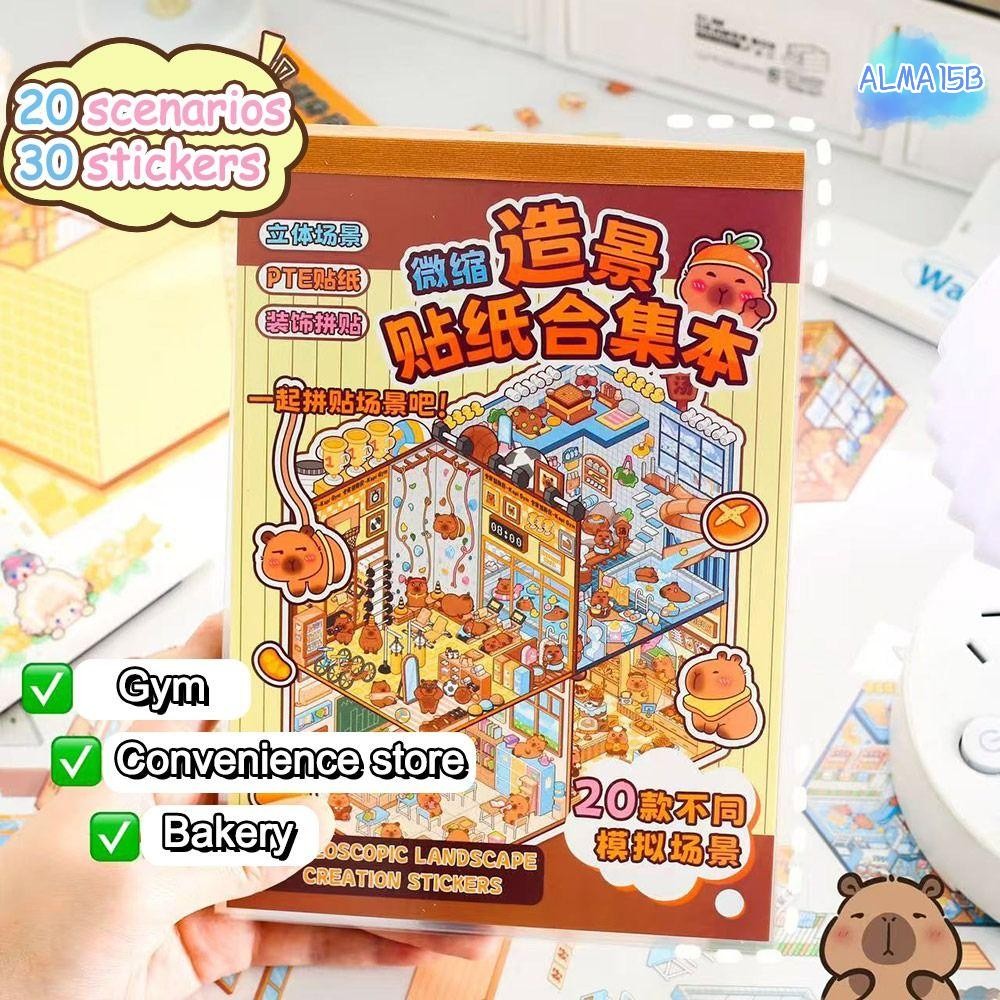 ALMA1 Colección De Pegatinas De Paisaje En Miniatura , Pegatina De Capibara Para Mascotas ...