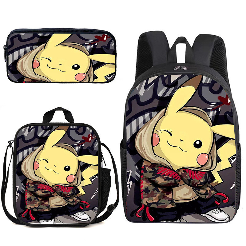 Nueva historieta Pokemon Pikachu estudiante mochila 3-piece set niños ...